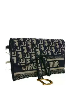 Dior Oblique Canvas Embroidered Saddle Slim Pouch Belt Bag
