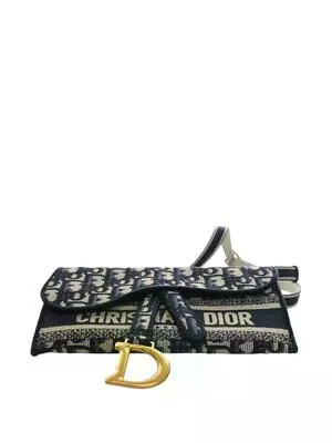 Dior Oblique Canvas Embroidered Saddle Slim Pouch Belt Bag