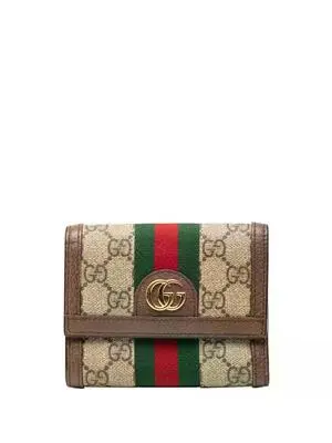 Gucci 2016-2026 Gg Supreme Web Ophidia Trifold Wallet Small Wallets - Neutrals