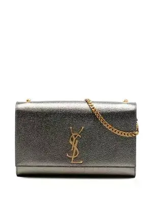 Saint Laurent Metallic Leather Monogram Kate Wallet On Chain