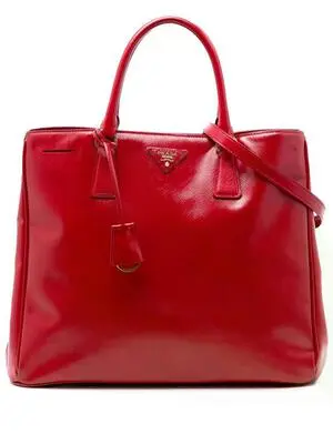 Prada Large Saffiano Vernice Galleria Satchel - Red