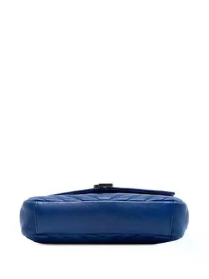 Saint Laurent 2015 Medium Quilted Chevron Sheepskin College Satchel - Blue