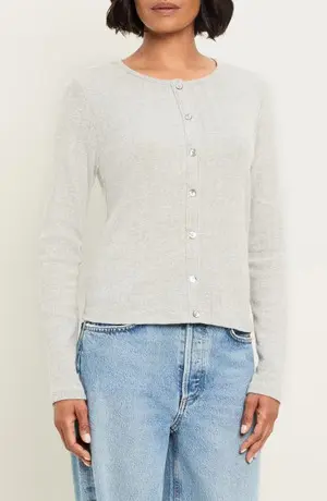 Michael Stars Mackenzie Pointelle Cardigan - Heather Grey