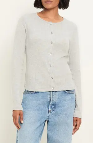Michael Stars Mackenzie Pointelle Cardigan - Heather Grey