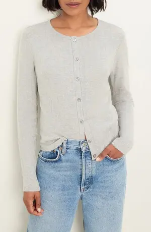 Michael Stars Mackenzie Pointelle Cardigan - Heather Grey