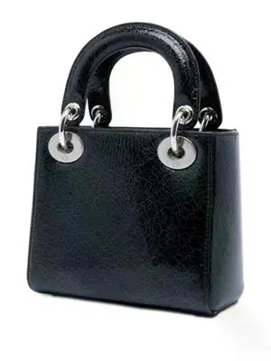 Dior 2016 Mini Deerskin Jeweled Swan Lady Satchel - Black