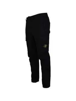 Stone Island Logo Patch Cargo Trousers - Black