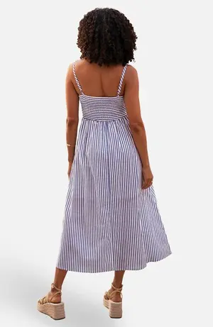 YUMI Cotton Striped Midi Sun Dress