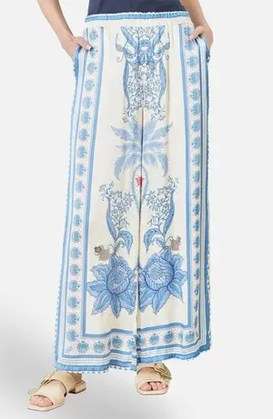 YUMI Satin Print Placement Trousers
