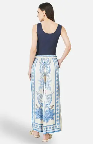 YUMI Satin Print Placement Trousers