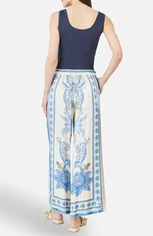 YUMI Satin Print Placement Trousers