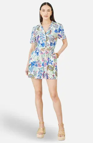 YUMI Paisley Retro Print Playsuit - Multi