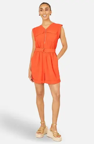 YUMI Utility Style Playsuit - Orange