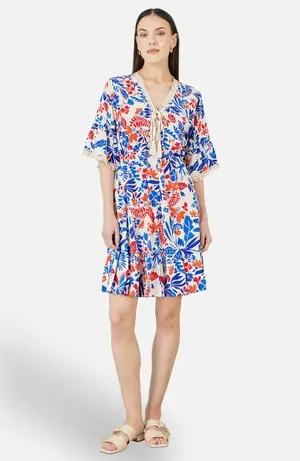 YUMI Leaf Print Tunic Dress