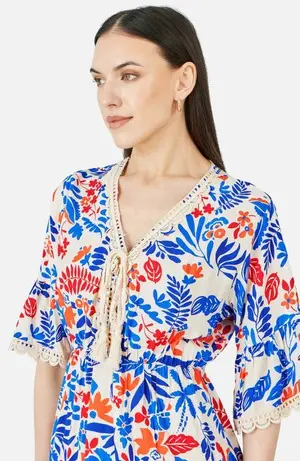 YUMI Leaf Print Tunic Dress