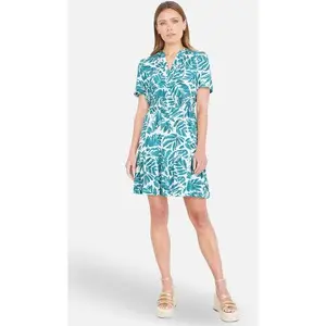 YUMI Leaf Print Mini Dress - Green