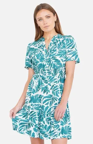 YUMI Leaf Print Mini Dress