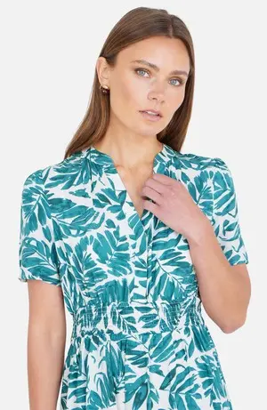 YUMI Leaf Print Mini Dress