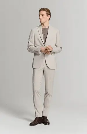 Mango Super Slim Fit Stretch Suit Pants - Ecru