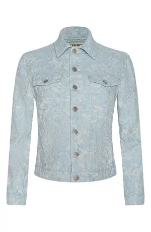 L'Agence Maven Floral Stitch Denim Jacket - Cloud Damask