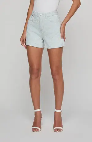 L'Agence Lissania Floral Stitch Denim Shorts