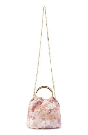 OLGA BERG Alfie Floral Sequin Top Handle Bag