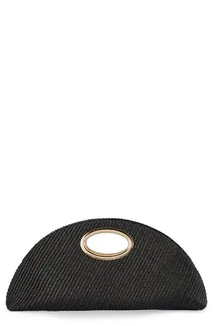 OLGA BERG Geena Straw Clutch - Black