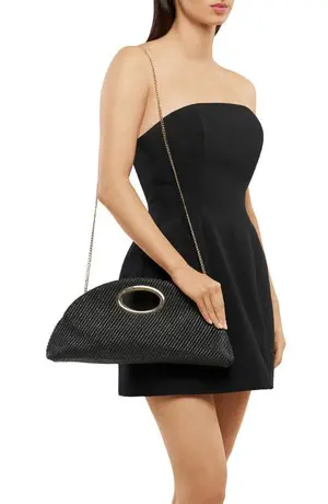 OLGA BERG Geena Straw Clutch - Black
