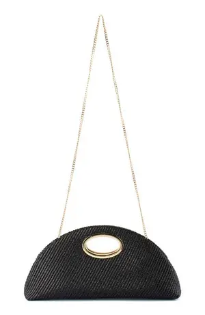 OLGA BERG Geena Straw Clutch - Black