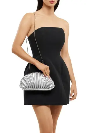 OLGA BERG Hollie Pleated Faux Leather Frame Clutch