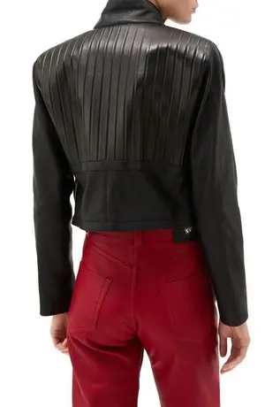 Versace Cropped Plonge Leather Jacket