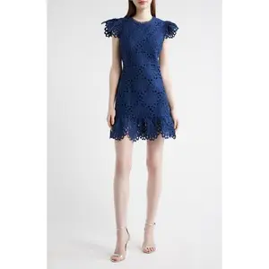 LAYERED WITH LOVE Lizzie Broderie Anglaise Minidress - Navy