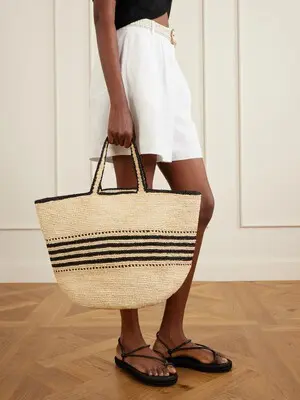 LEMLEM Mira Striped Raffia Tote
