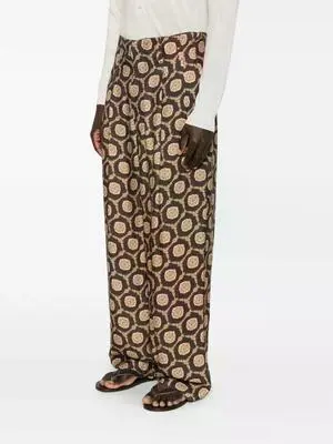 Emporio Armani Geometric-print Pleated Trousers