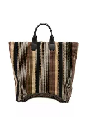 Emporio Armani Striped Pattern Tote Bag - Brown