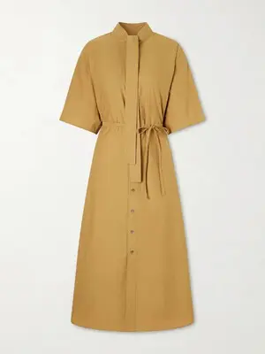 LEMAIRE Reversible Cotton-Blend Midi Shirt Dress With Scarf Brown