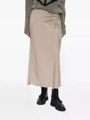 ALLSAINTS Alexia Ruched Drawstring Midi Skirt - Neutrals