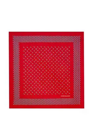FERRAGAMO Pelican Print Silk Pocket Square - Red