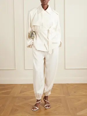 THE FRANKIE SHOP Eva Belted Gabardine Trench Coat - Neutrals
