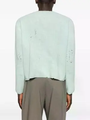 SECOND / LAYER Distressed Waffle-knit Cardigan