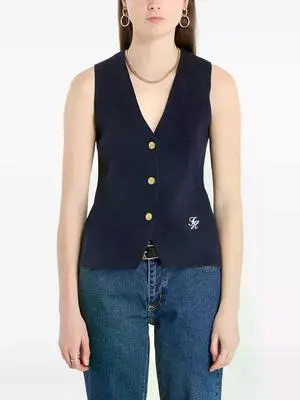 Tommy Hilfiger Logo-embroidered V-neck Waistcoat - Blue