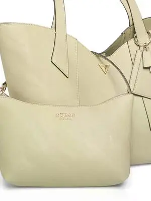Guess Logo-plaque Pebble-textured Tote Bag