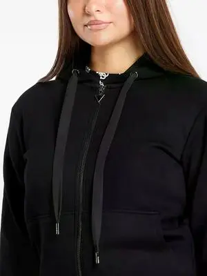 Guess Logo-tape Zip-up Hoodie - Black