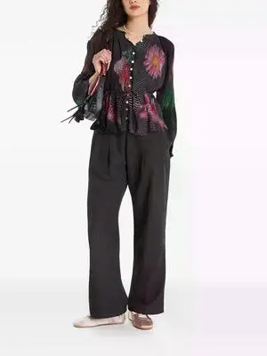 Desigual Floral-print Plissé Blouse