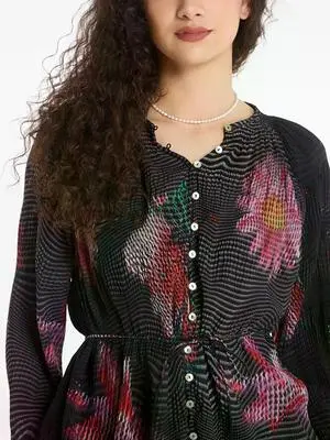 Desigual Floral-print Plissé Blouse