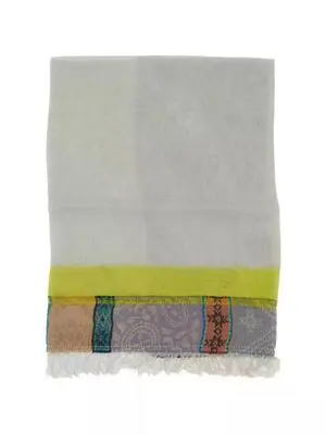EXQUISITE J Geometric-print Frayed Scarf - Grey