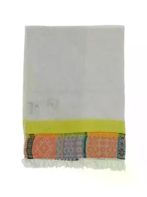 EXQUISITE J Geometric-print Frayed Scarf