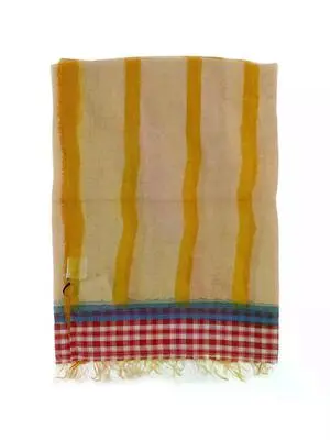 EXQUISITE J Stripe-pattern Gingham-trim Scarf