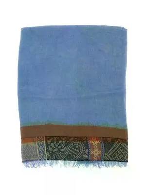 EXQUISITE J Geometric-pattern Frayed Scarf