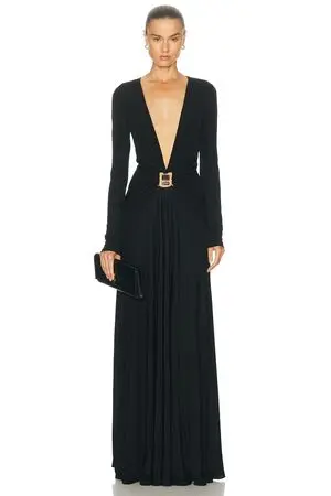 Christopher Esber Bezel Quartz Ruched Long Sleeve Dress